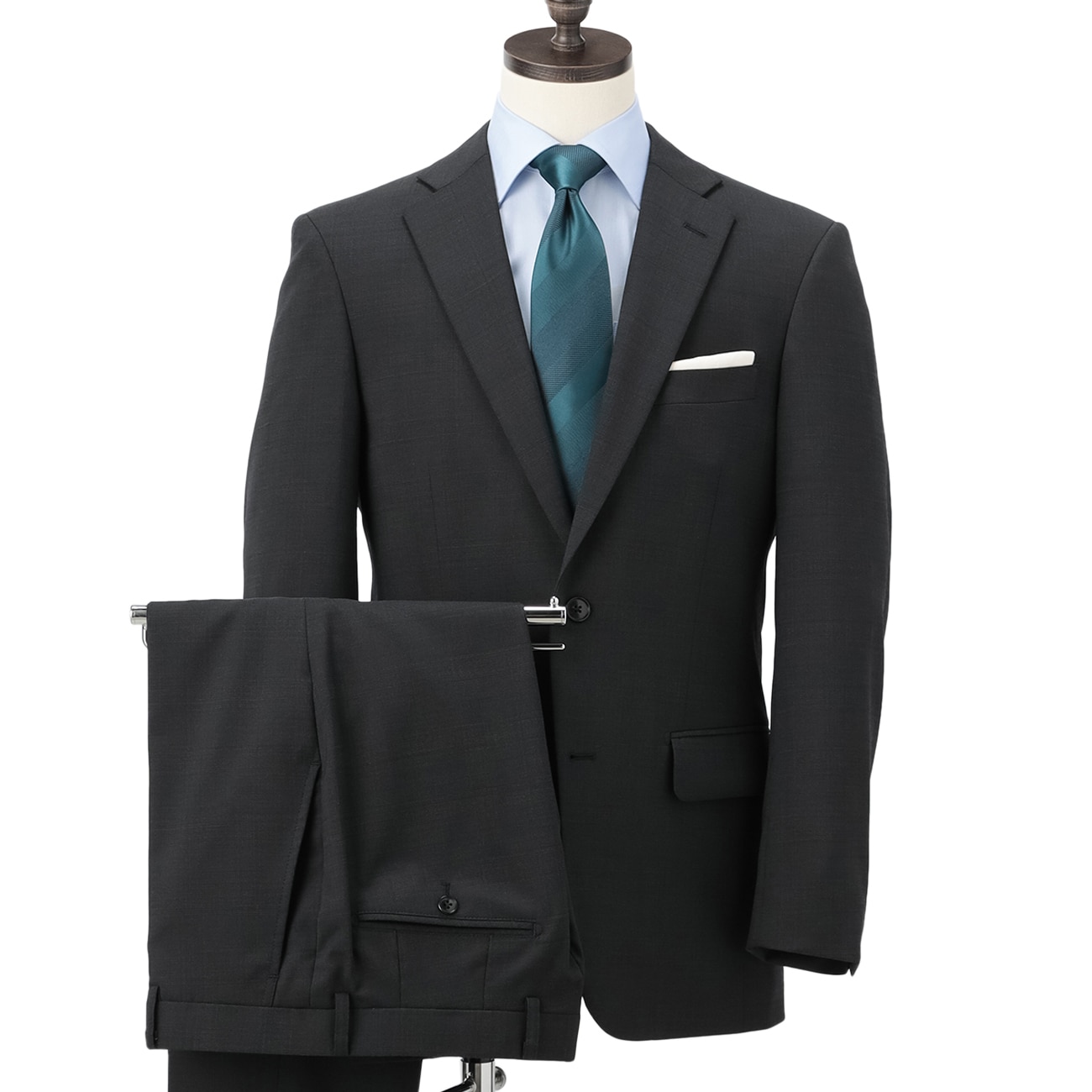 【WEB限定商品】洗える ウールブレンドスーツ チャコールグレー織柄チェック J...【AOKI公式通販】